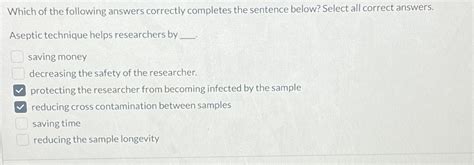 Solved Which Of The Following Answers Correctly Completes