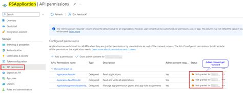 Azure Authentication Unable To Revoke Admin Consent For Added Permissions Powershell Stack
