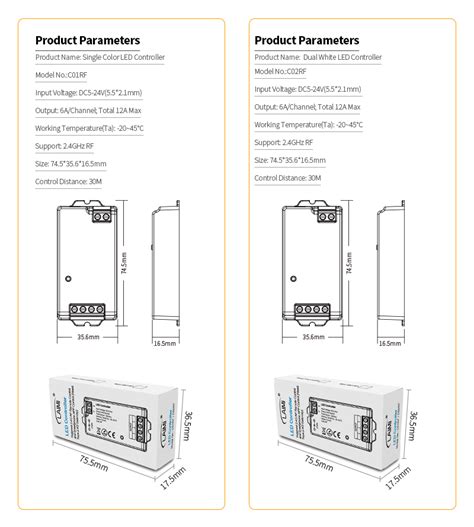 C01RF C02RF 2 4GHz RF Single Color Dual White LED Controller DERUN LED