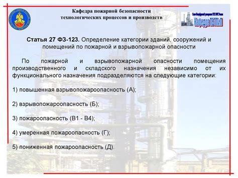 Система категорирования помещений зданий и наружных установок по взрывопожарной и пожарной