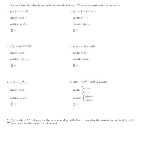 Solved For Each Function Identify An Inside And Outside Chegg Com