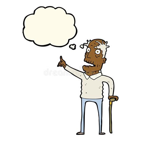 Cartoon Old Man Walking Stick Thought Bubble Stock Illustrations 53