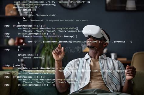 Young Black Man In Vr Headset Writing Code Stock Image Image Of Technology Lifestyle 343703989