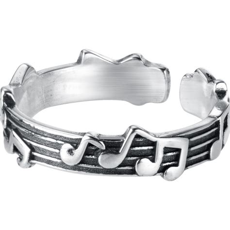 Badu Bg Винтидж тайландски сребърен нотен петредов пръстен с партитура за жени момичета модни