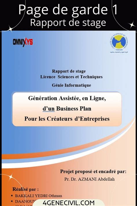 Pages De Garde Rapport De Stage Page De Garde Page De Garde Mod Le