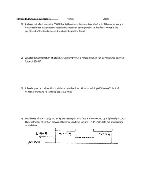 Dynamics Worksheet Pdf