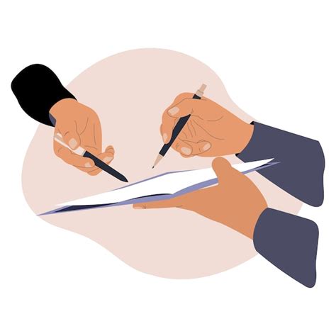 Manos Sosteniendo Un Bolígrafo Y Firmando Un Documento Vector Premium