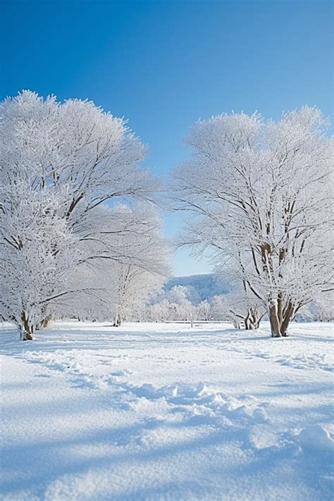 나무와 푸른 하늘이 눈 덮인 들판 배경 배경 화면 및 일러스트 무료 다운로드 Pngtree