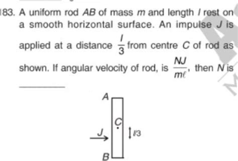 [answered] 183 a uniform rod ab of mass m and length rest on a smooth