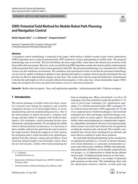 Gwo Potential Field Method For Mobile Robot Path Planning And