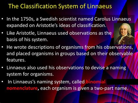 Carolus Linnaeus Classification Taxonomy Contributions