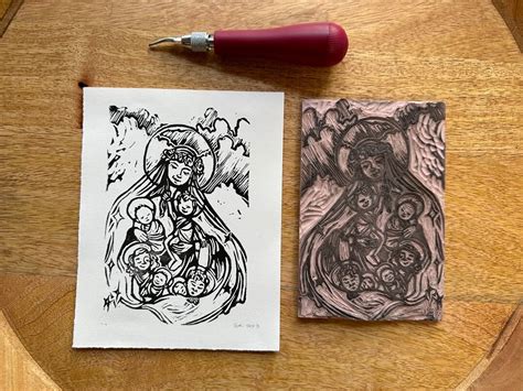 Our Mother Linocut Print Etsy