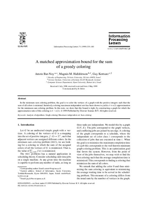 Pdf A Matched Approximation Bound For The Sum Of A Greedy Coloring