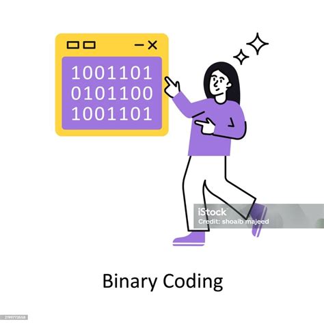 Binary Coding Concept Vector Illustration Isolated On White Background