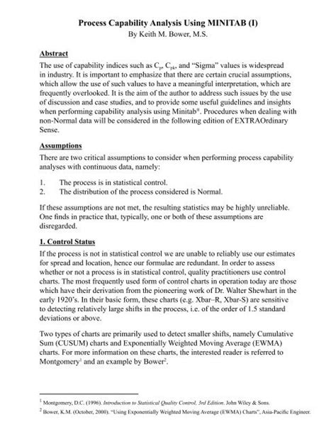 Process Capability Analysis Using MINITAB I