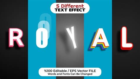 Premium Vector Five Different Editable Text Effects