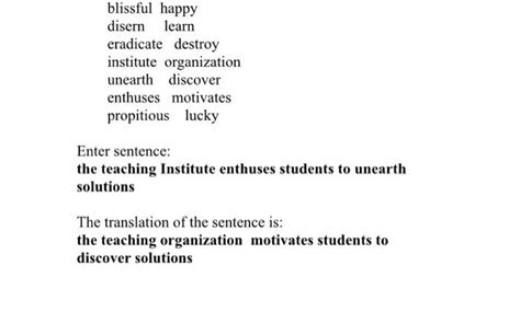 Solved Write A C Program That Translates A Given Sentence Of