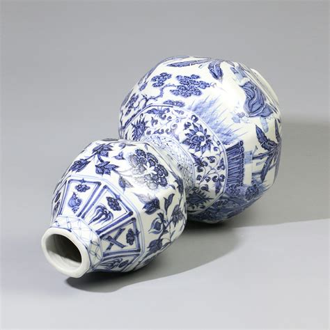 元 青花携琴访友纹葫芦瓶 格古博物馆