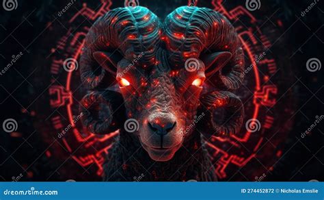Fiery Aries Ram Symbol Ai Generated Stock Illustration Illustration
