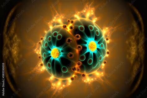 Model Of Combined Atom Orbit With Luminous Particles Around In Yellow