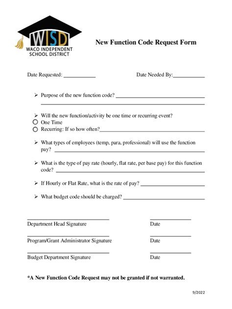 Fillable Online New Function Code Request Form Fax Email Print Pdffiller