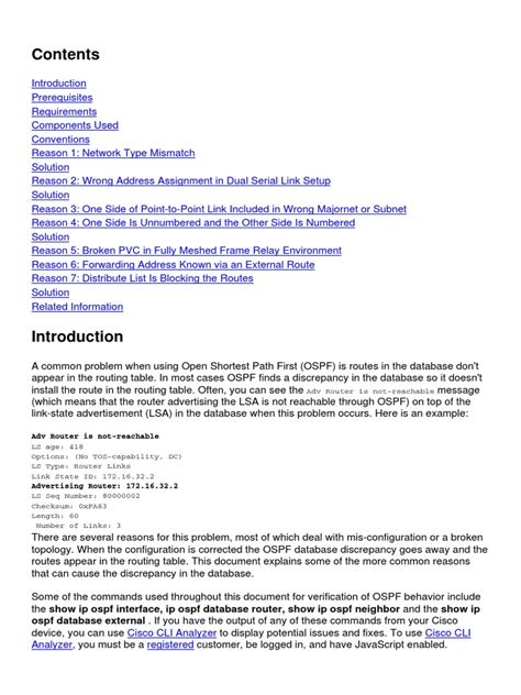 Why Are Some Ospf Routes In The Database But Not In The Routing Table