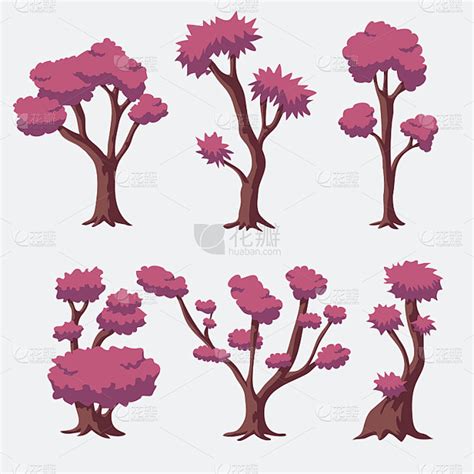 卡通向量粉红红树集