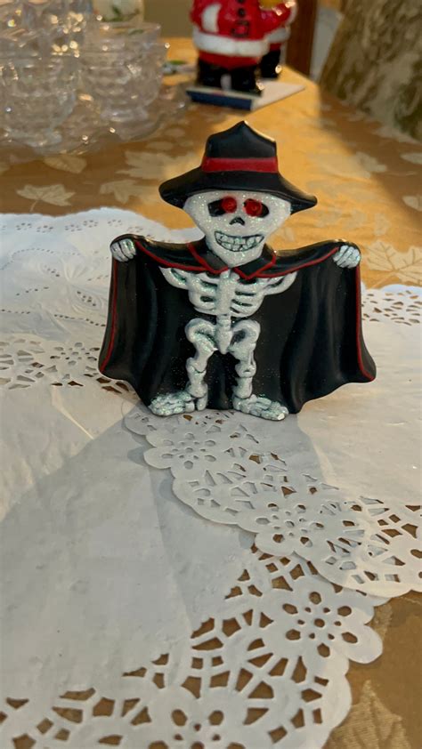 Vintage The Flasher Halloween Skelton ~ Dressed In Hat And Cape
