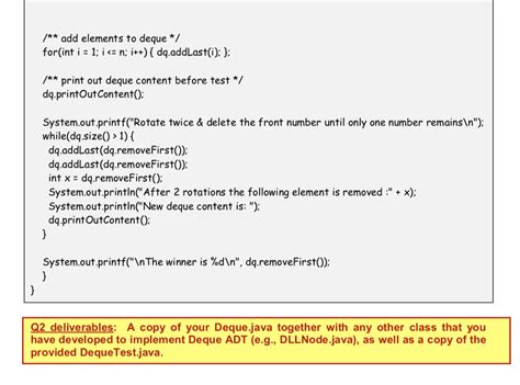 Solved Question 2 Deque As Dll 55 Points In Class We Have