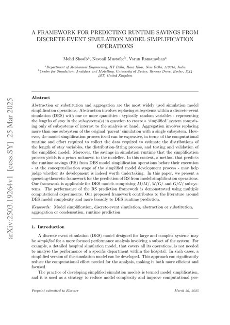 Pdf A Framework For Predicting Runtime Savings From Discrete Event