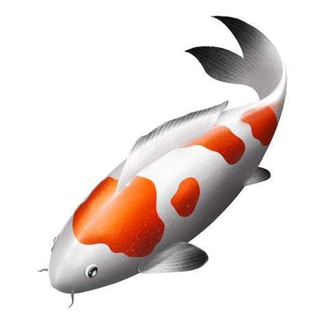 흰색 배경에 잉어 물고기 프리미엄 벡터