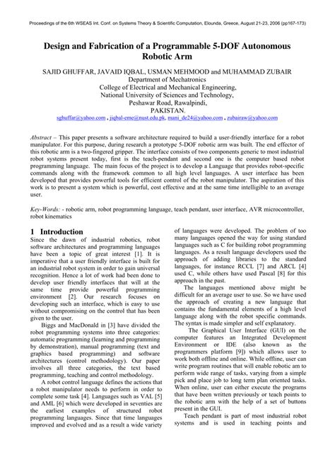 pdf design and fabrication of a programmable 5 dof autonomous robotic arm