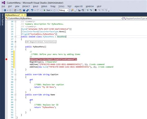 Walkthrough Adding A Custom Menu Created In Net To Arcgis For Desktop Arcobjects Net 104 Sdk