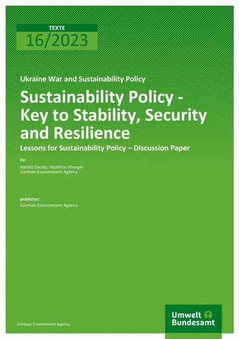 Sustainability Policy Key To Stability Security And Resilience