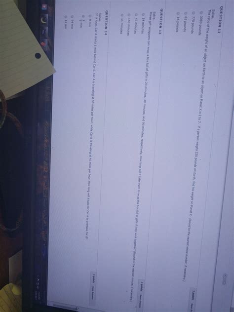 Solved The Ratio Of The Weight Of An Object On Earth To An Chegg Com