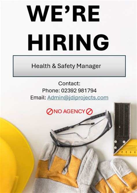 ‼️📣job Advert‼️📣 Jdi Projects Are Looking For A Health And Safety Manager