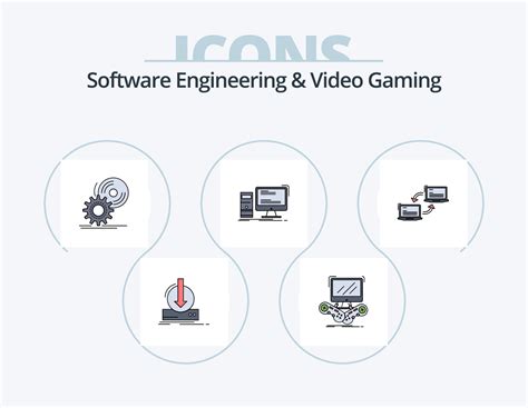 Software Engineering And Video Gaming Line Filled Icon Pack 5 Icon
