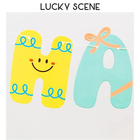 Badu Bg Карикатура Писмо за рожден ден Цветен флаг Банер Парти Декорация за парти за рожден ден