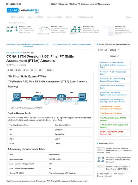ccna 1 itn version 7 00 final pt skills assessment ptsa answers2