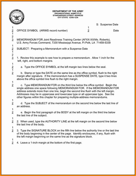 Army Memorandum For Record Template
