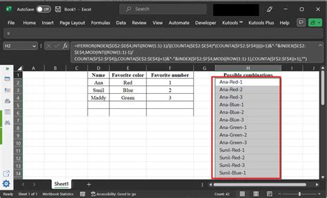How To Generate All Combinations Of 3 Or Multiple Columns In Excel