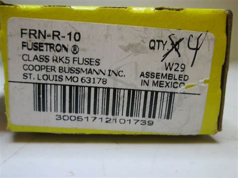 4 Bussmann Frn R 10 Nonindicating Time Delay Cylindrical 250vac 10