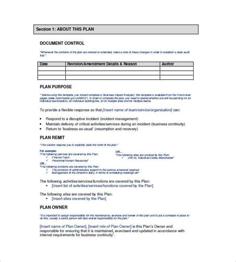 Business Continuity Plan Template 29 Free Word Excel PDF Format