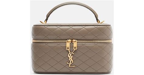 Saint Laurent Gaby Quilted Leather Vanity Bag In White Lyst