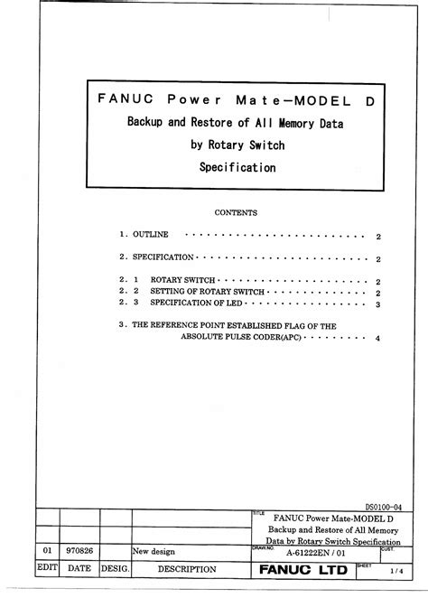 fanuc power mate model d backup and restore of allmemory date by rotary