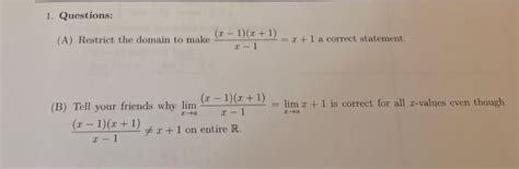 solved 1 questions a restrict the domain to make