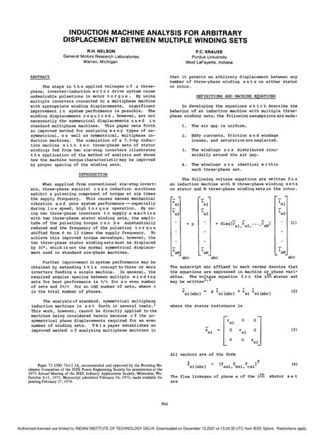 Induction Machine Analysis For Arbitrary Displacement Between Multiple Winding Sets Pdf