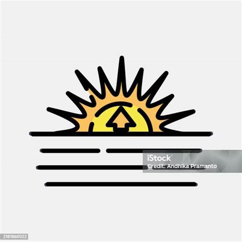 아이콘 일출 날씨 요소 기호입니다 채워진 선 스타일의 아이콘입니다 인쇄물 웹 스마트폰 앱 포스터 인포그래픽 로고 표지판 등에 적합합니다 0명에 대한 스톡 벡터 아트 및 기타