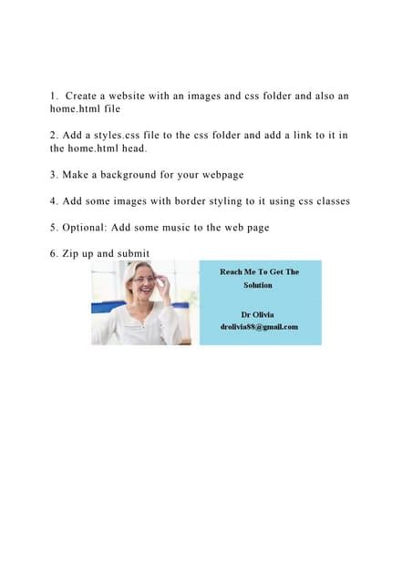 1 Create A Website With An Images And Css Folder And Also An H Docx