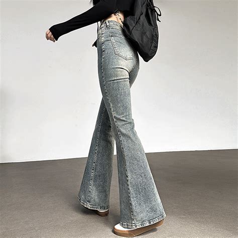 당출🚀 숏롱ver 반하이웨스트 빈티지 레트로 워싱 연청 롱 부츠컷 데님팬츠 에이블리